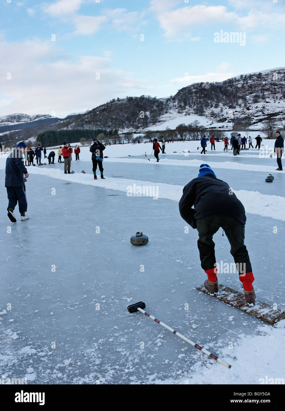 Curling match on the Lake of Menteith, Stirling, Scotland, UK Stock ...