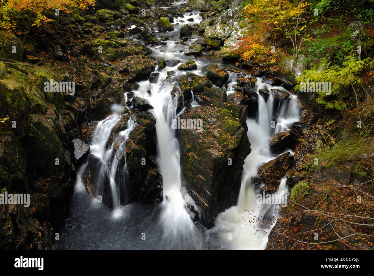 Black Linn Waterfall on the River Braan at the Hermitage near Dunkeld ...