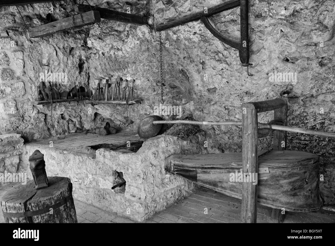 Blacksmith shop tools Black and White Stock Photos & Images - Alamy