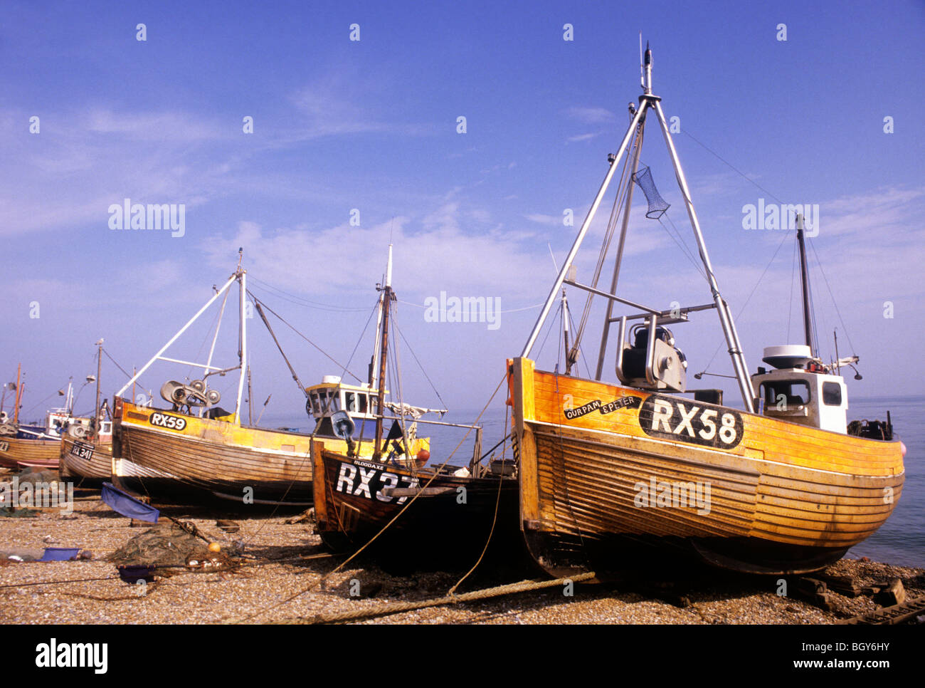 Hastings, Sussex, Fishing Boats on Beach boat vessel vessels English ...