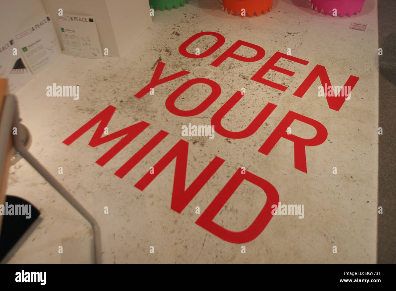 'Open Your Mind' written on a floor Stock Photo - Alamy