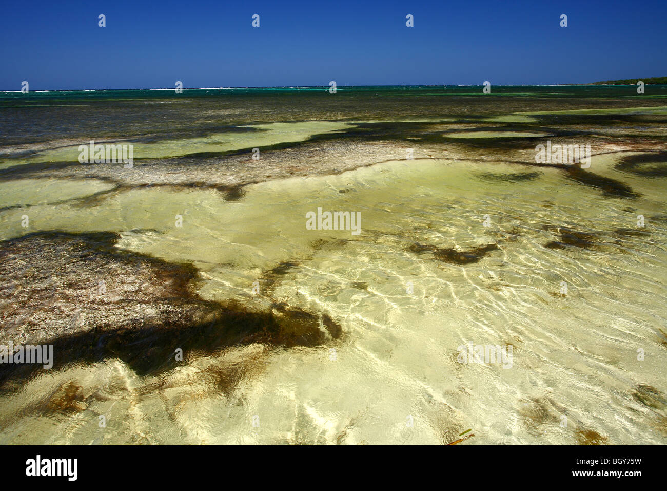 Rock Harbour on the north shore of Utila, Bay Islands, Honduras Stock ...