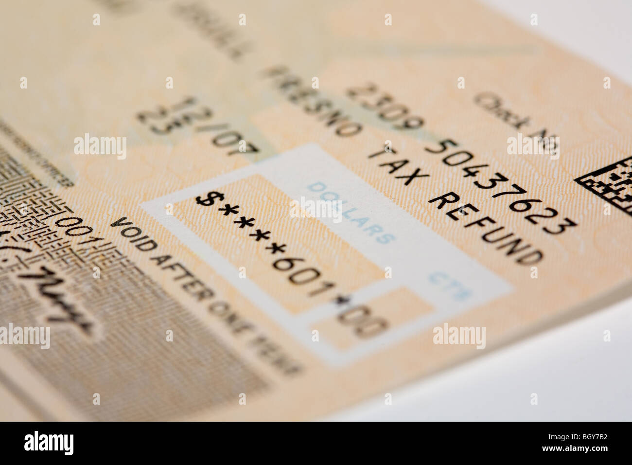 Tax refund check Stock Photo - Alamy