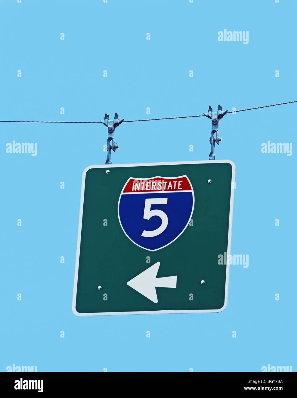 I-5 hanging road sign Stock Photo - Alamy