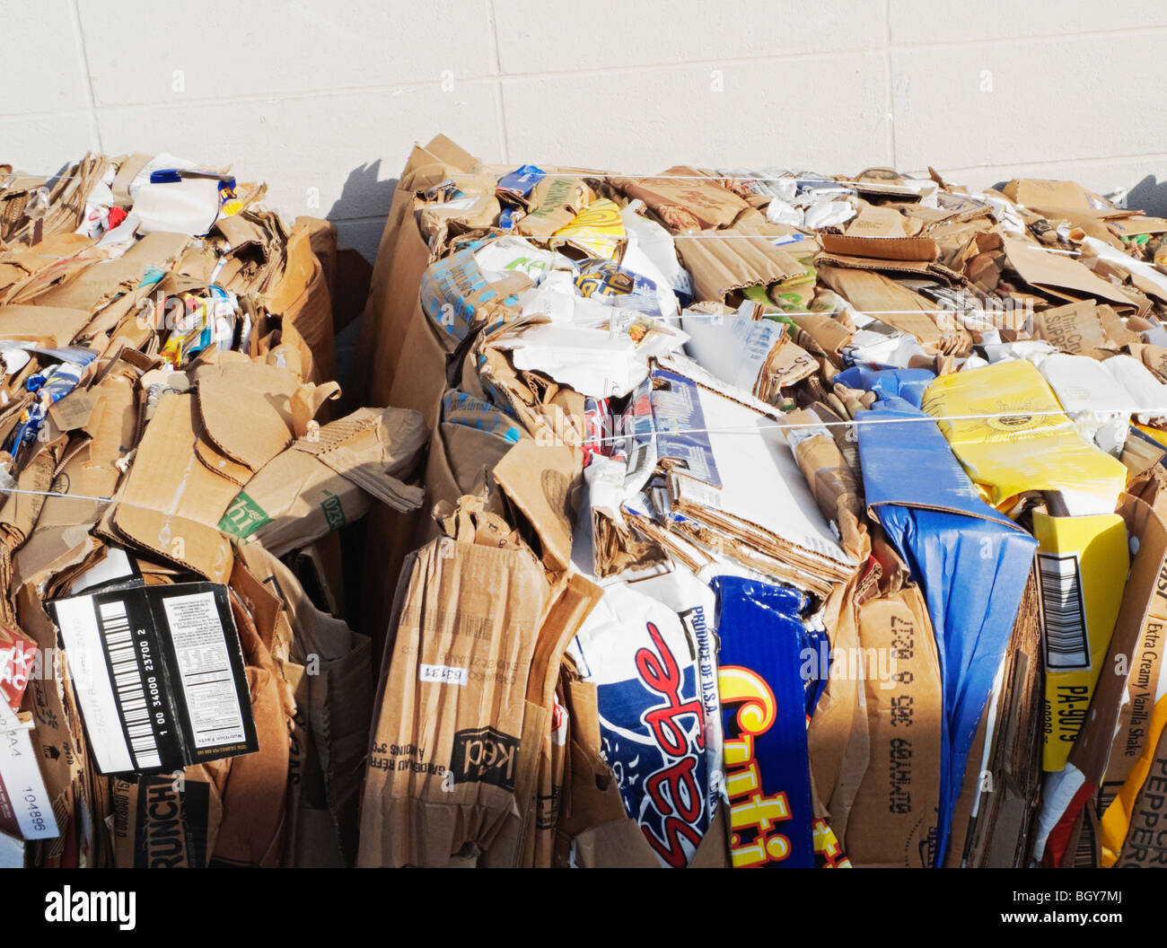 cardboard boxes flattened and bound for recycling Stock Photo - Alamy
