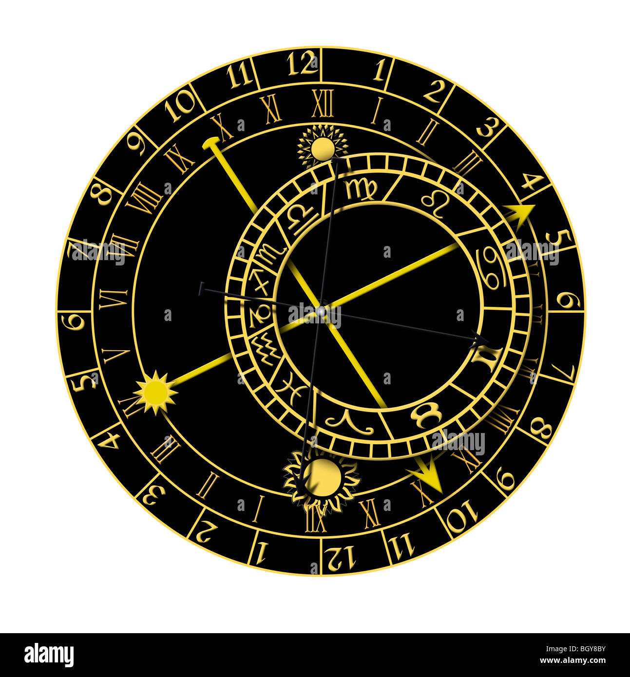 astronomical clock with zodiac Stock Photo - Alamy