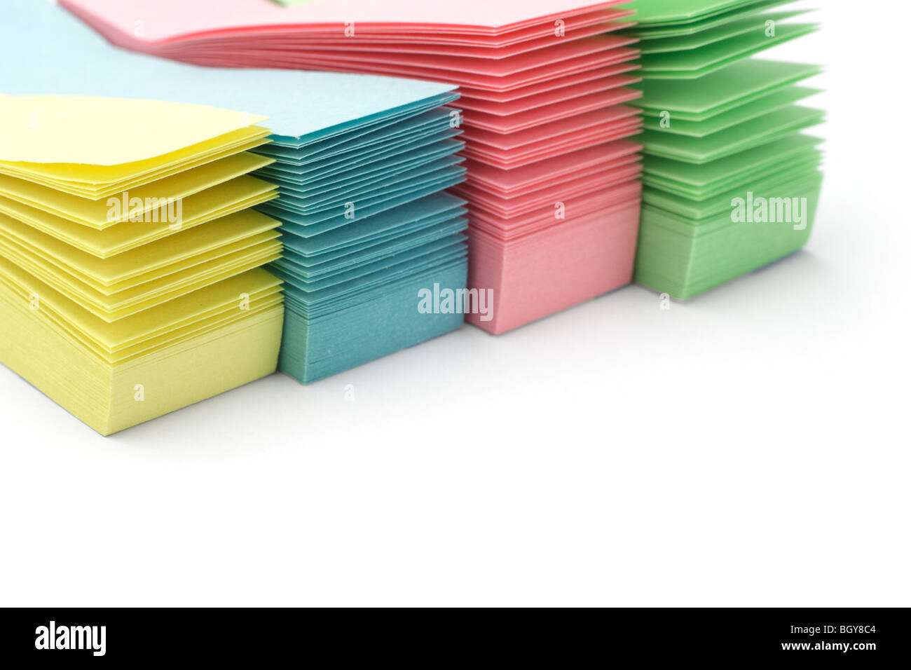 Close up of stacks of sticky packs background with copy space Stock ...