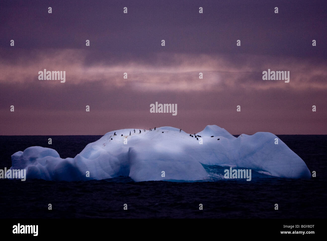 Landscape with Small Iceberg with penguins Stock Photo - Alamy