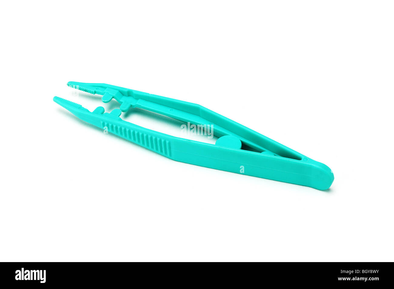 Cyan color plastic forceps isolated on white background Stock Photo - Alamy