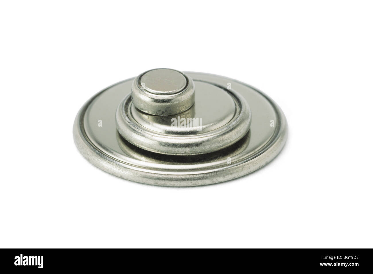 Assorted used lithium batteries stacked on white background Stock Photo ...