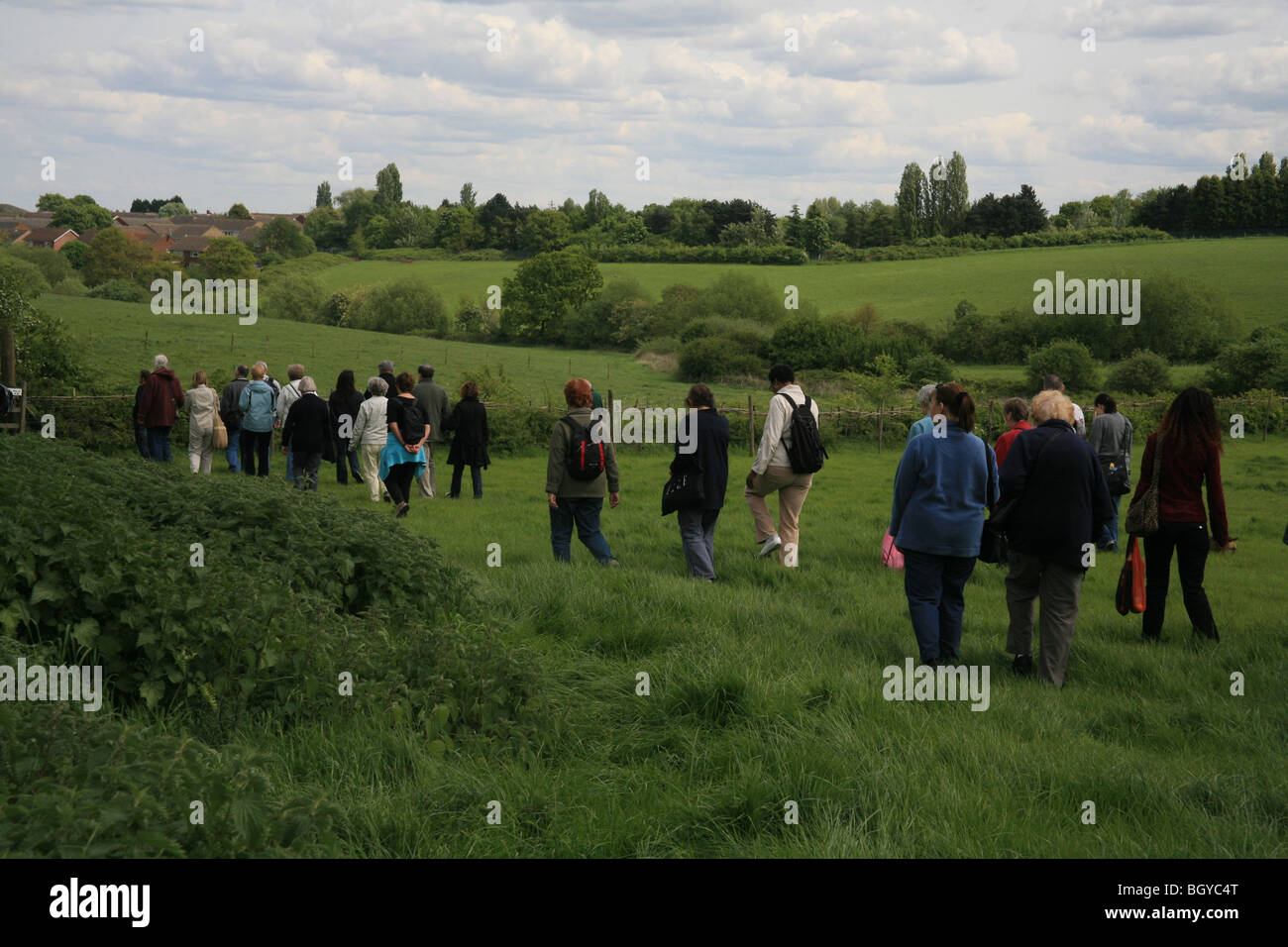 People on a green chain walk Stock Photo - Alamy