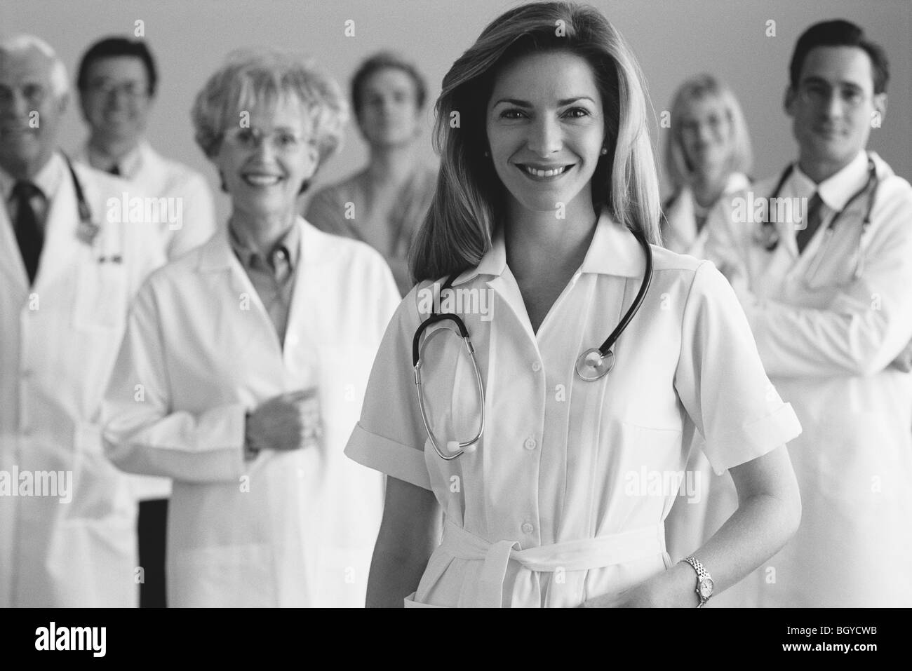 Doctor looking at camera Black and White Stock Photos & Images - Alamy