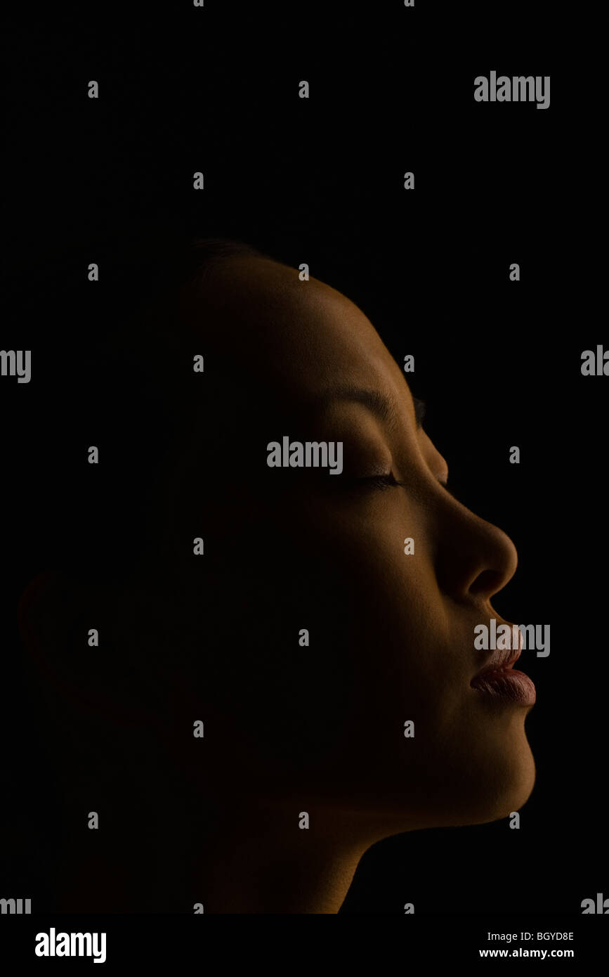 Woman witn eyes closed, profile Stock Photo - Alamy