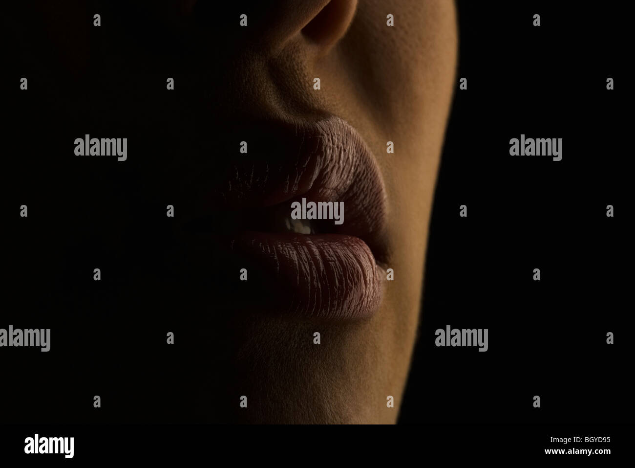 Woman's lipsticked lips, close-up Stock Photo - Alamy
