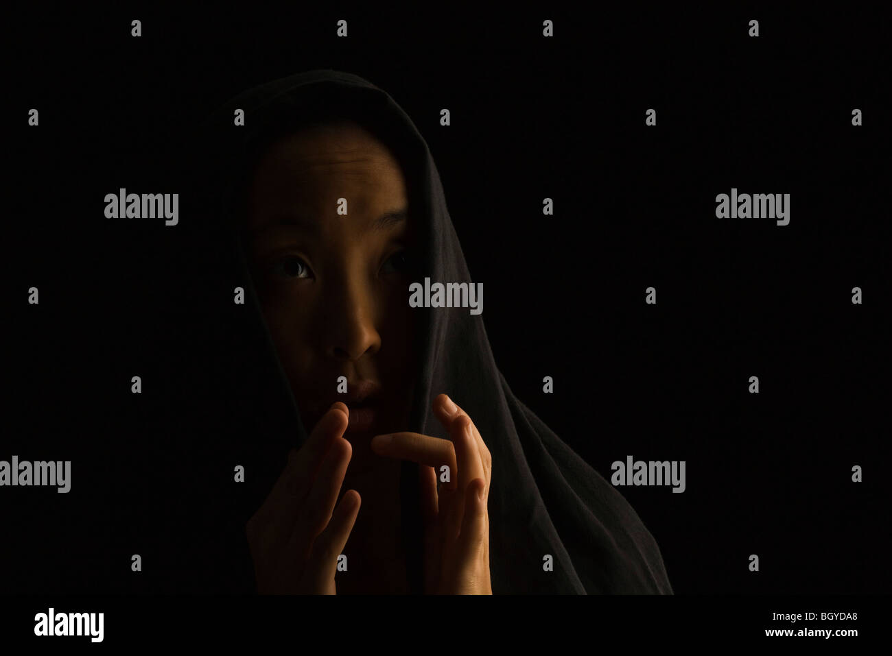 Woman hands held up scared hi-res stock photography and images - Alamy