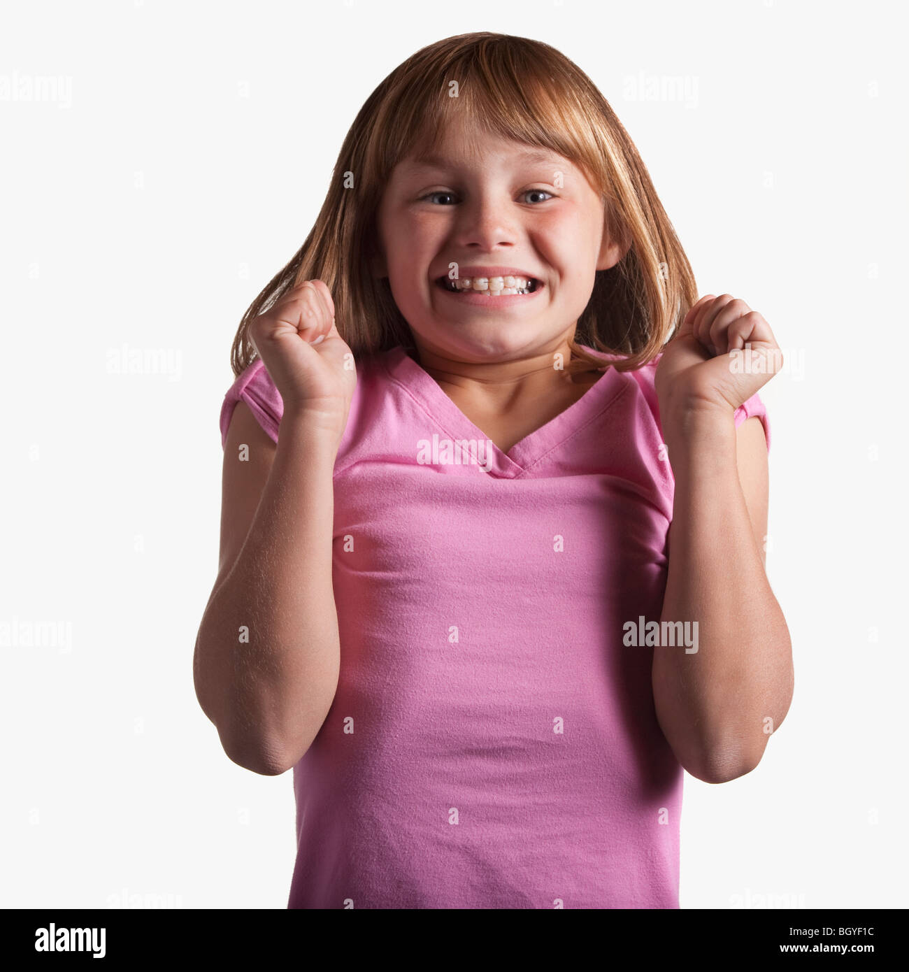 Portrait of excited young girl Stock Photo - Alamy