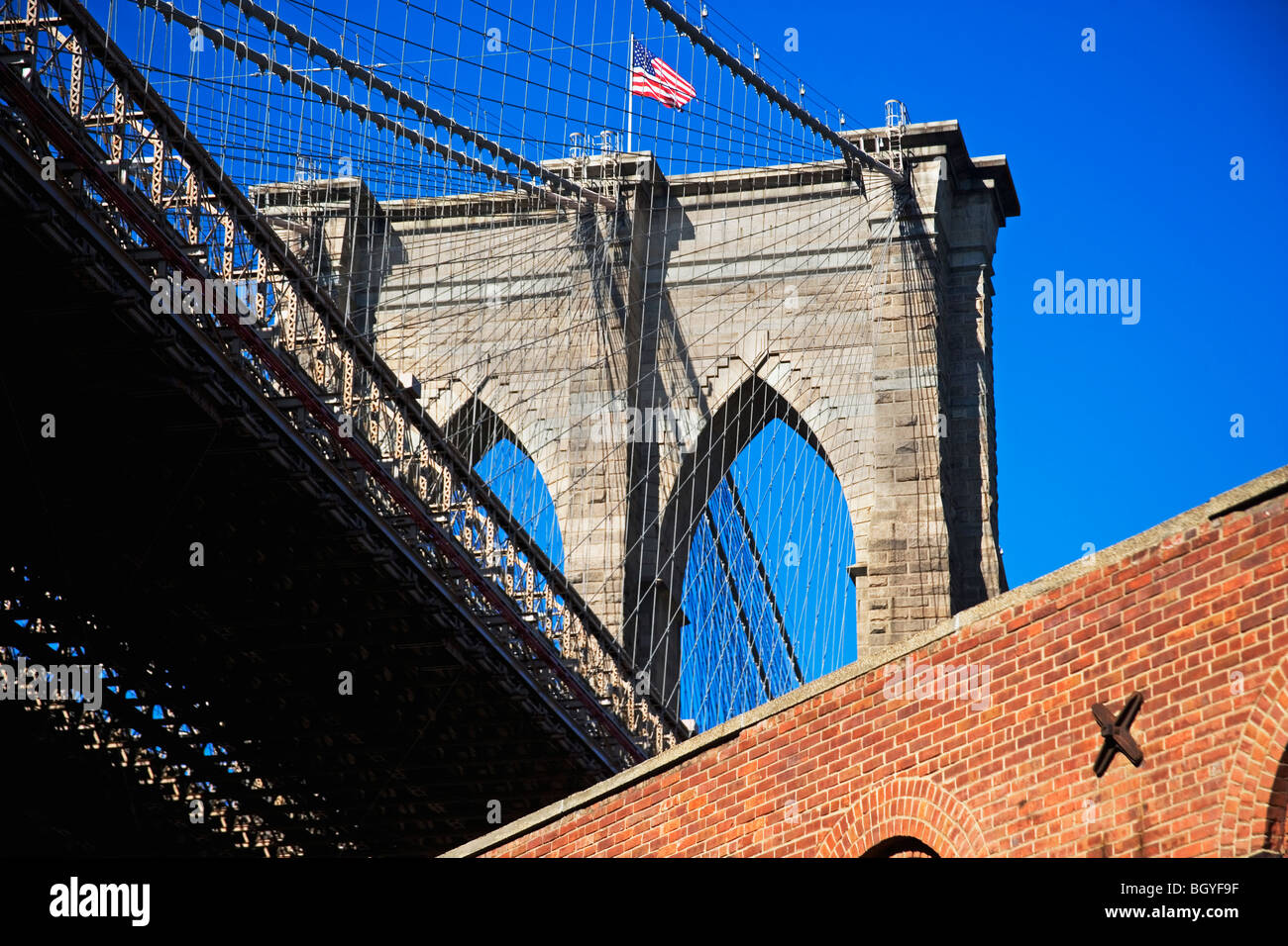 American flag waving urban bridge hi-res stock photography and images ...