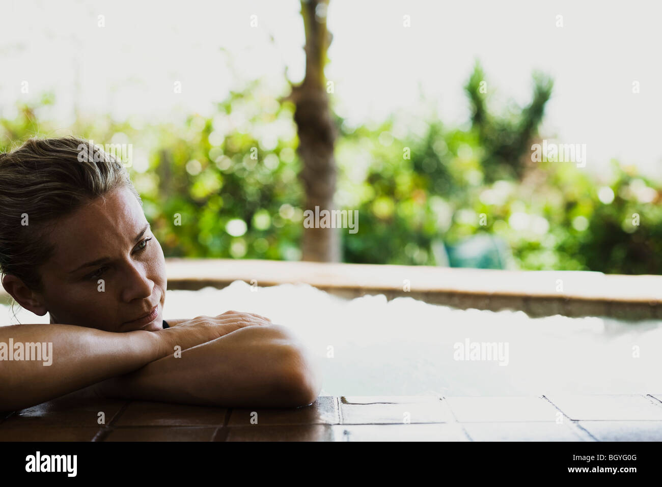 Three women in hot tub hi-res stock photography and images - Alamy