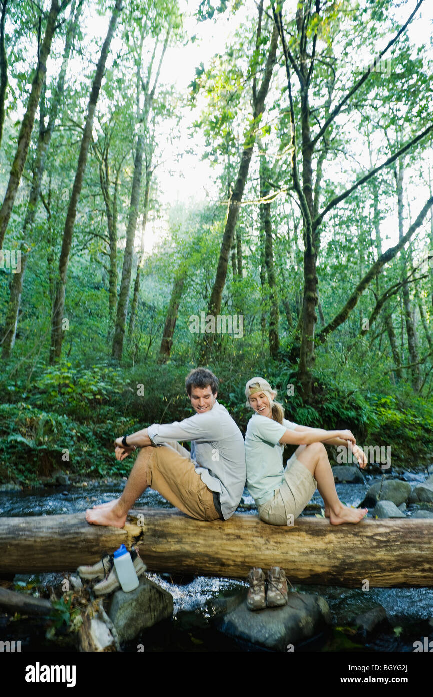 Two travelers sit resting hi-res stock photography and images - Alamy