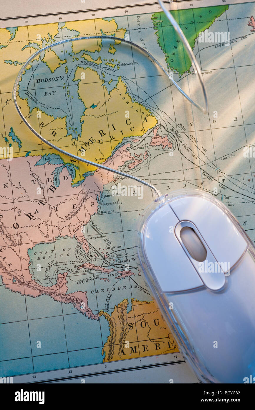 Map and computer mouse Stock Photo - Alamy