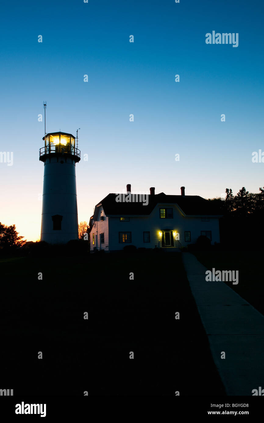 Lighthouse at night Stock Photo - Alamy