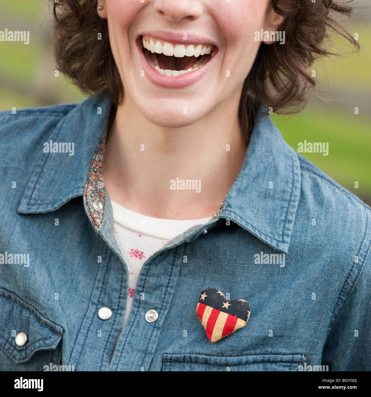 American flag pin woman hi-res stock photography and images - Alamy