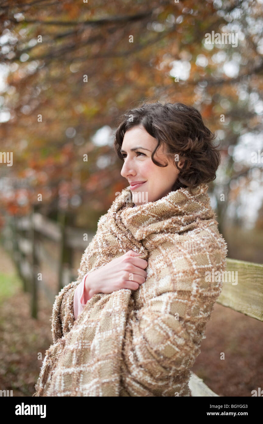 Woman wearing shall Stock Photo - Alamy