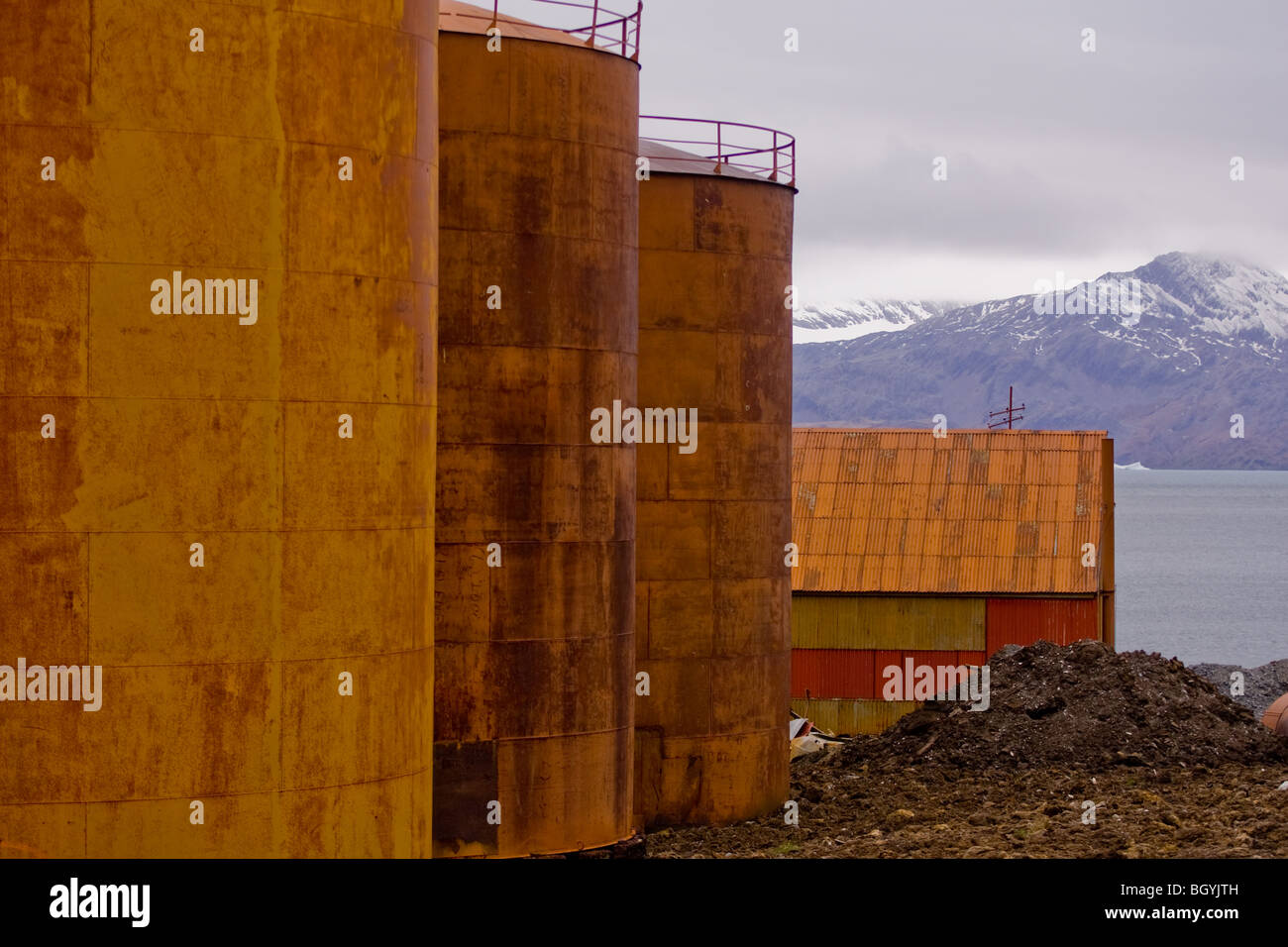 Whale fat storage tanks Stock Photo - Alamy