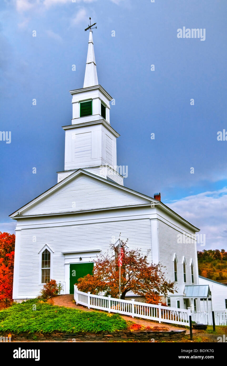 Fall foliage vermont white church hi-res stock photography and images ...