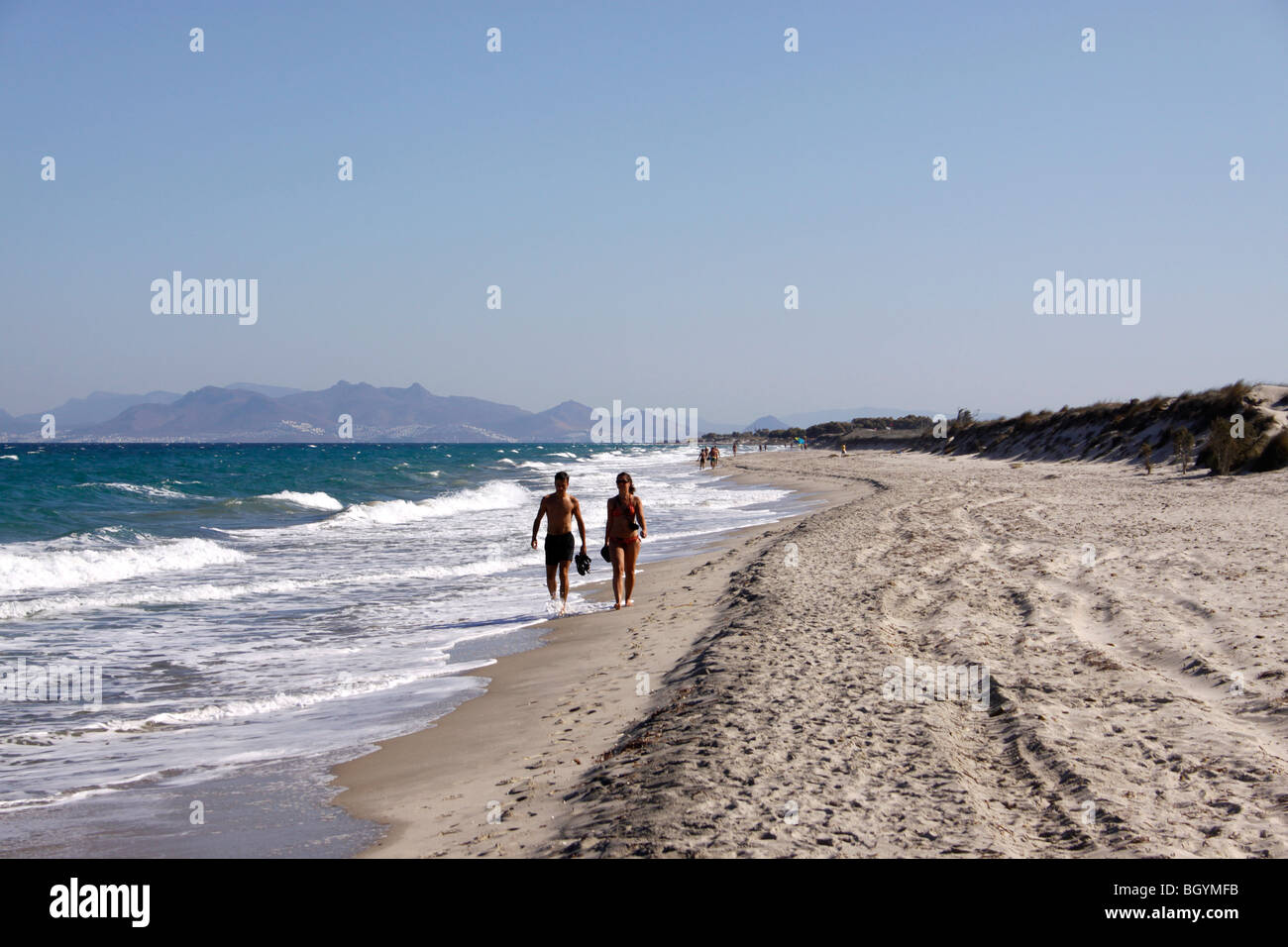 THE WILD OPEN BEACH BETWEEN MARMARI AND MASTIHARI ON THE GREEK ISLAND ...