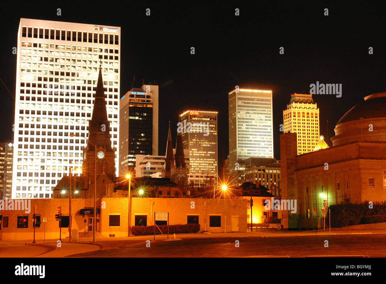 Tulsa, OK, Oklahoma, downtown, skyline, evening Stock Photo - Alamy