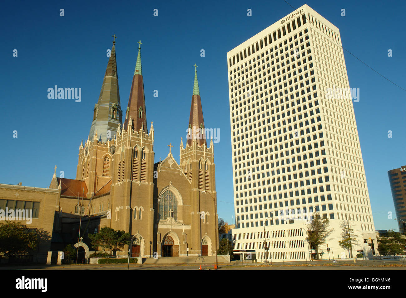 Tulsa, OK, Oklahoma, downtown, skyline, Catholic Church Stock Photo - Alamy