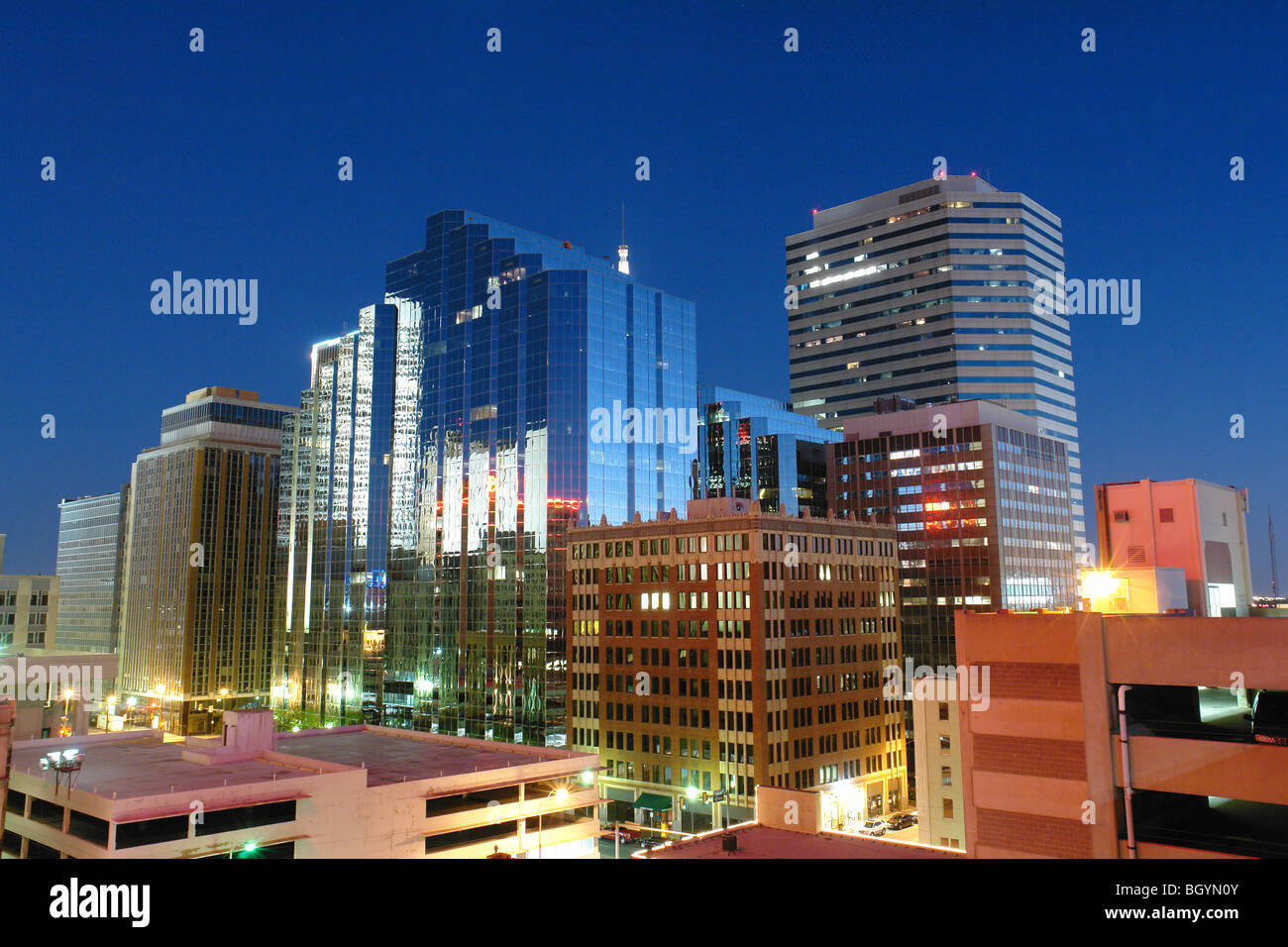 Oklahoma City, OK, Oklahoma, Downtown Skyline, evening Stock Photo - Alamy