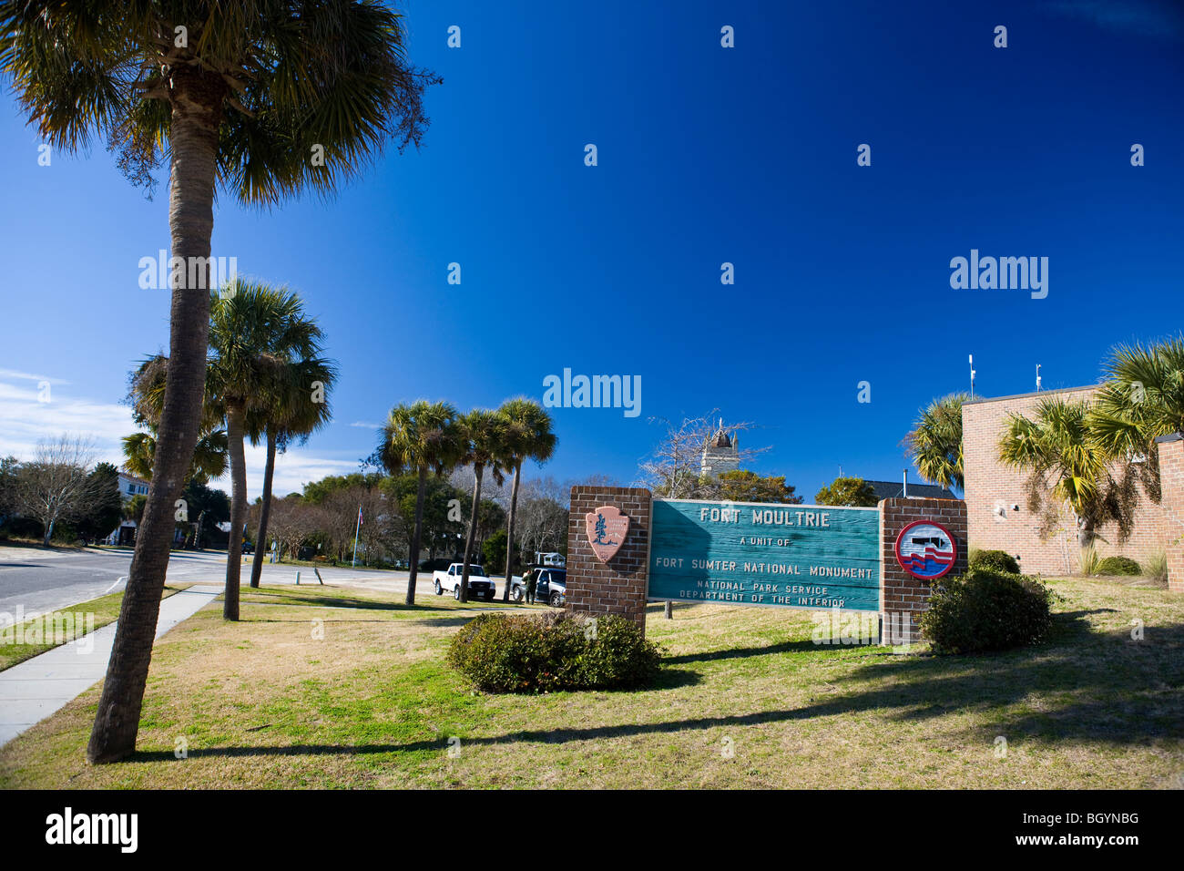 National Park Service welcome sign for Fort Moultrie, part of the Forth ...