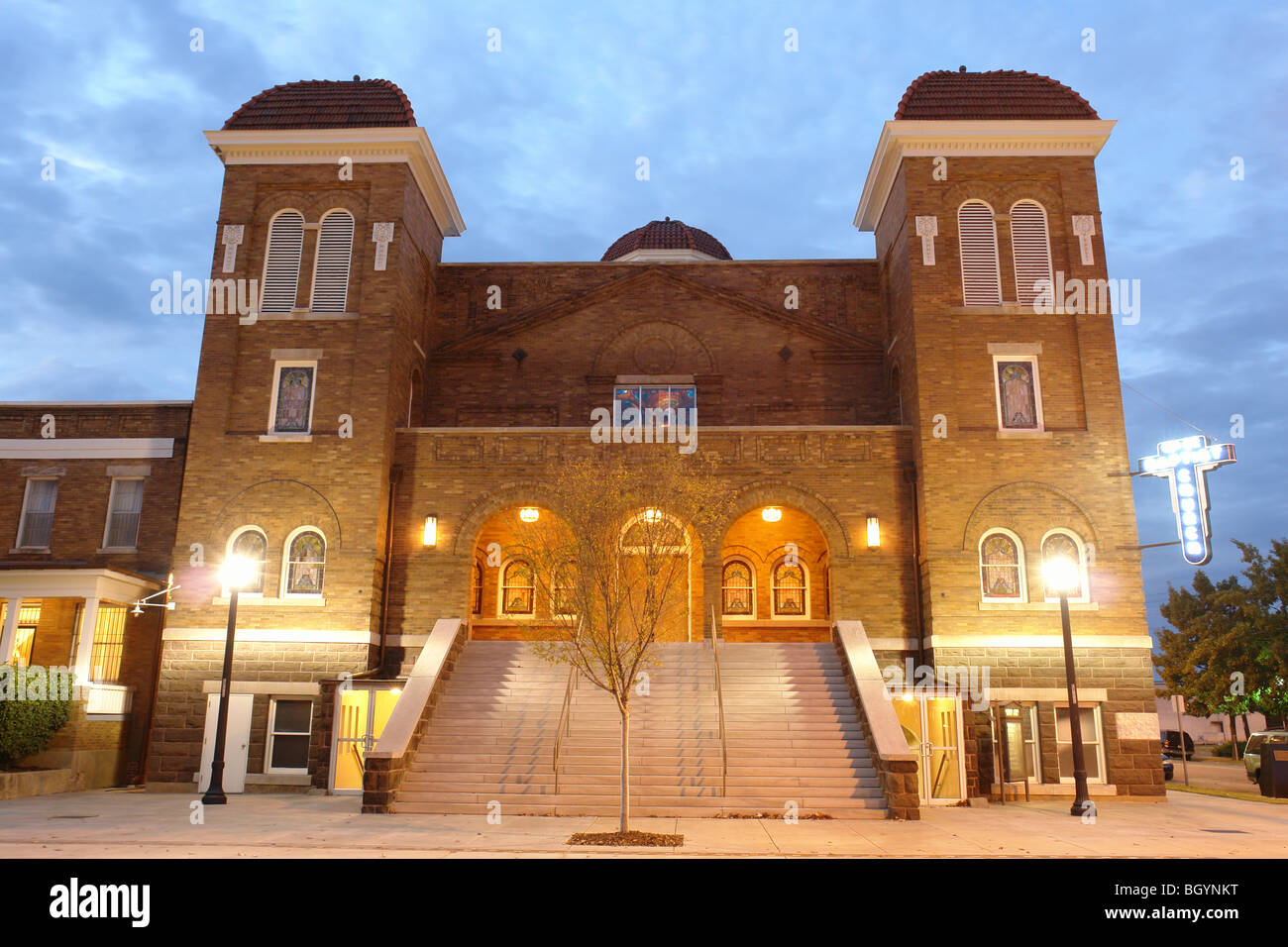 Birmingham, Al, Alabama, Downtown, 16th Street Baptist Church, evening ...