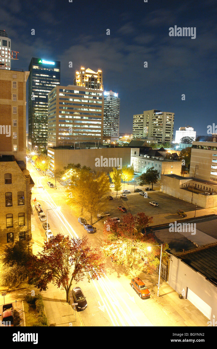 Birmingham, Al, Alabama, Downtown, skyline, evening, aerial Stock Photo ...