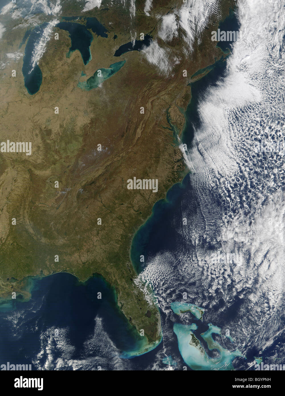 Satellite view of the Eastern USA, image credit NASA Stock Photo - Alamy