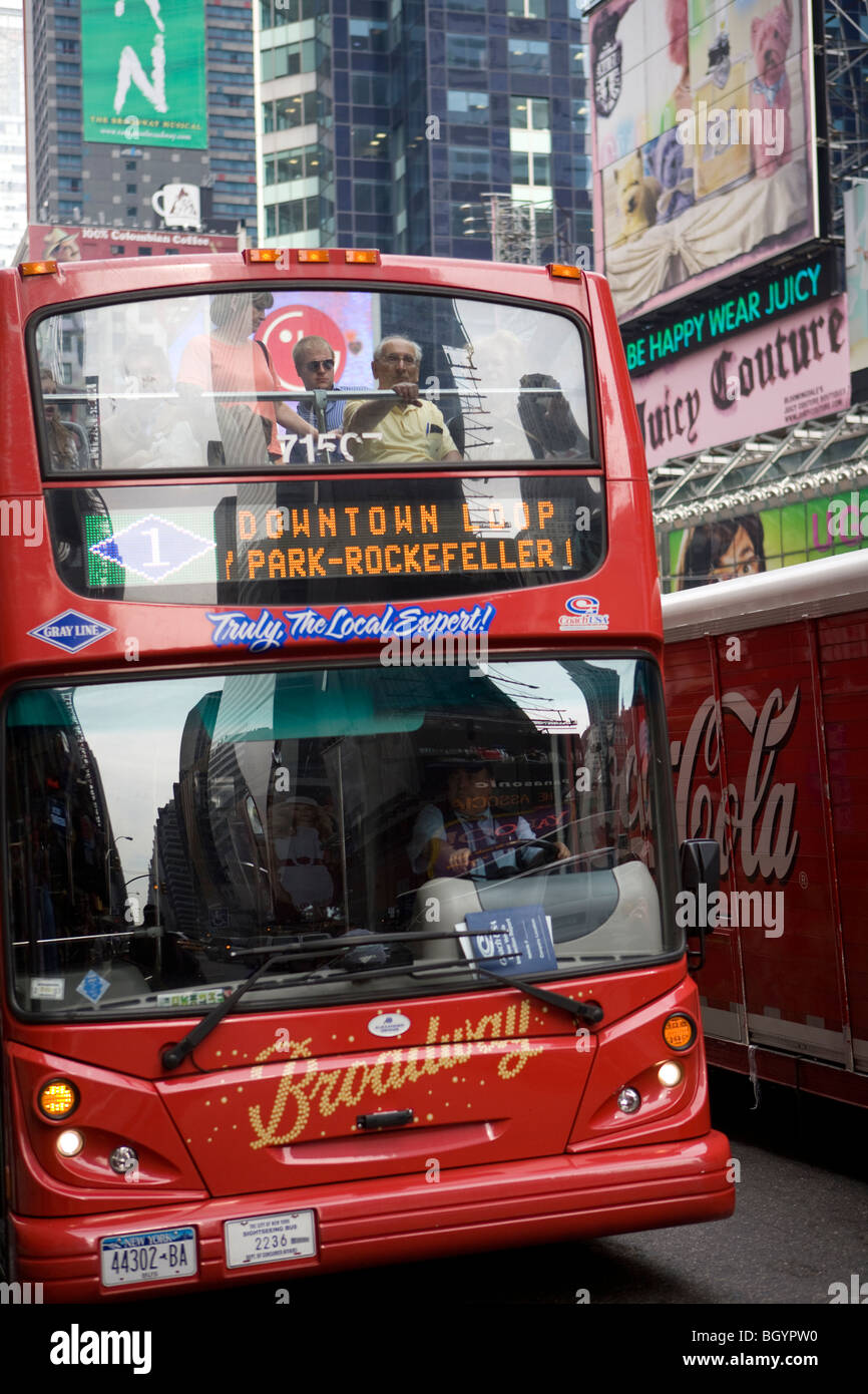Open top double decker bus, New York City, USA Stock Photo - Alamy