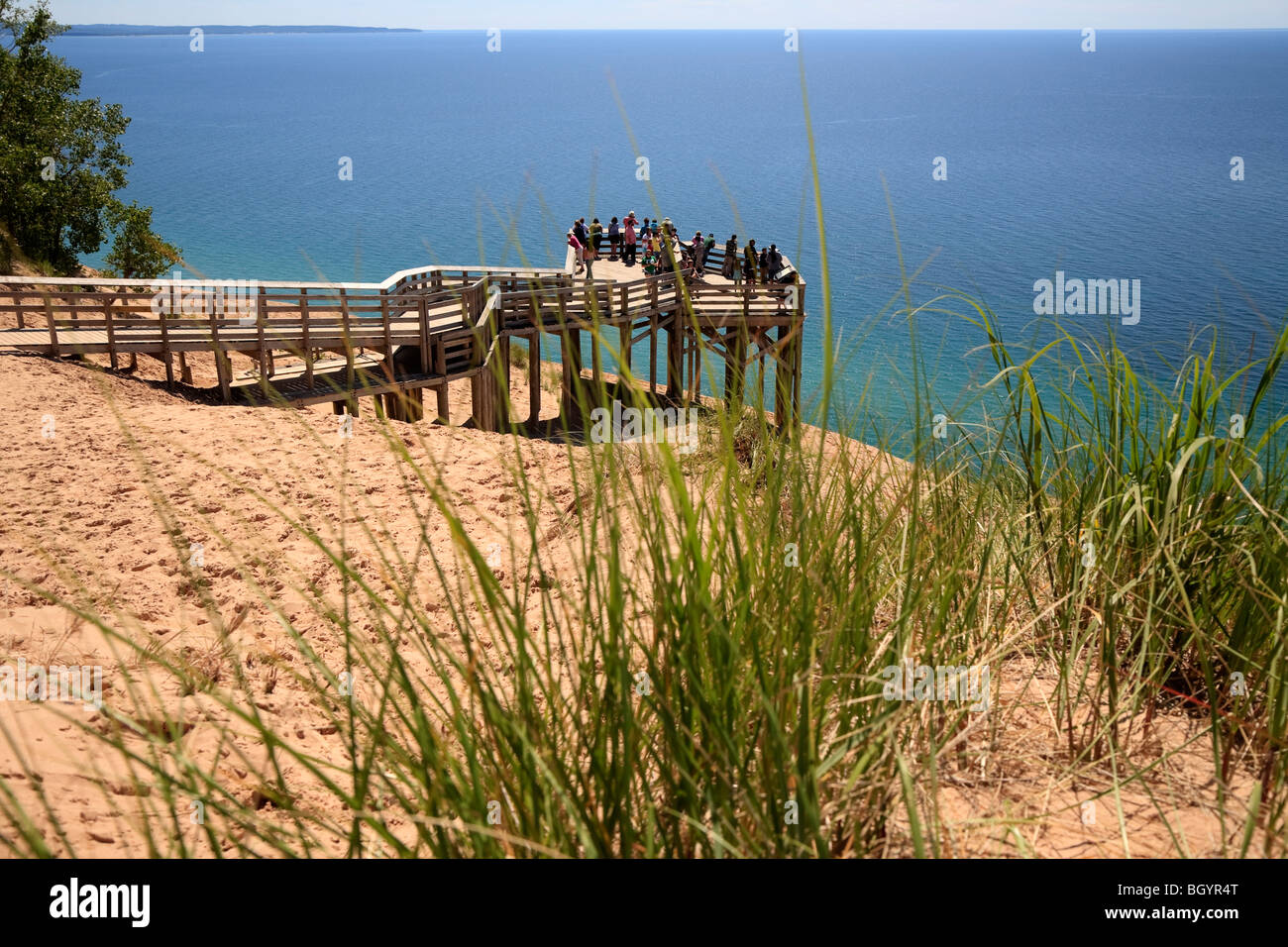 The overlook, 450 feet above Lake Michigan at Sleeping Bear Dunes ...