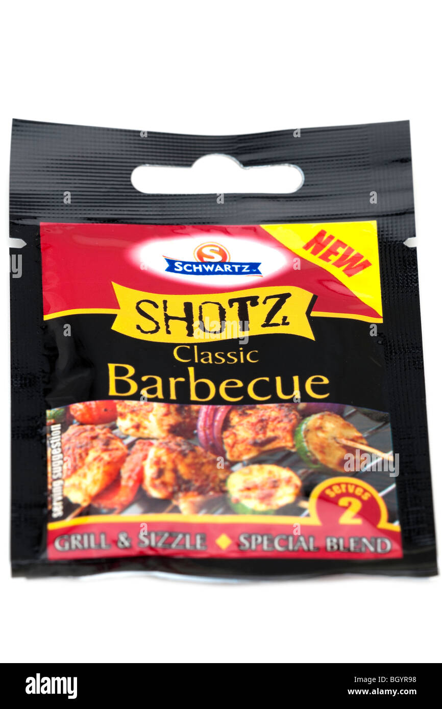Shotz Schwartz sachet 2 serving "barbecue flavouring Stock Photo - Alamy