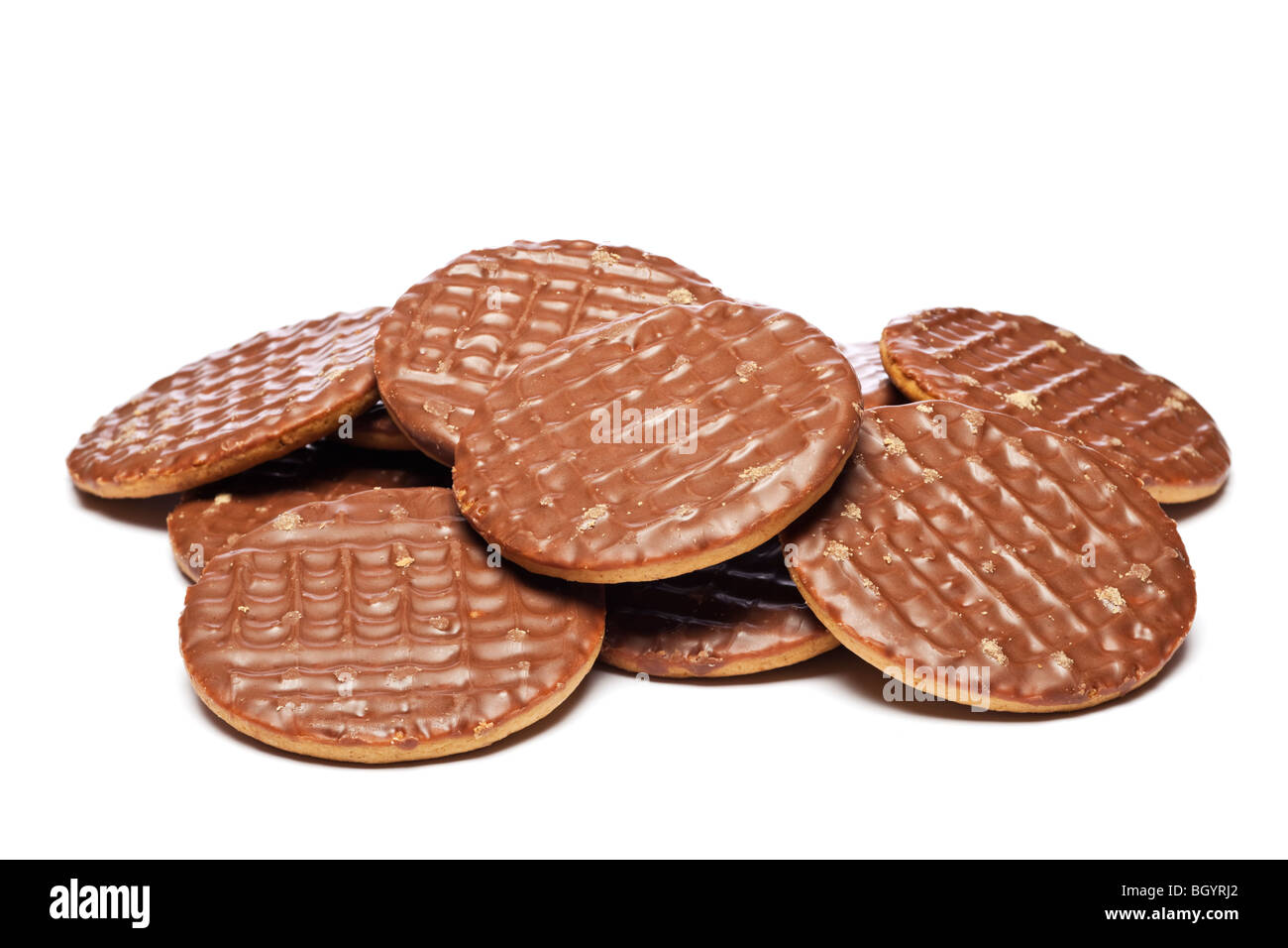 Milk chocolate digestive biscuits pile Stock Photo - Alamy