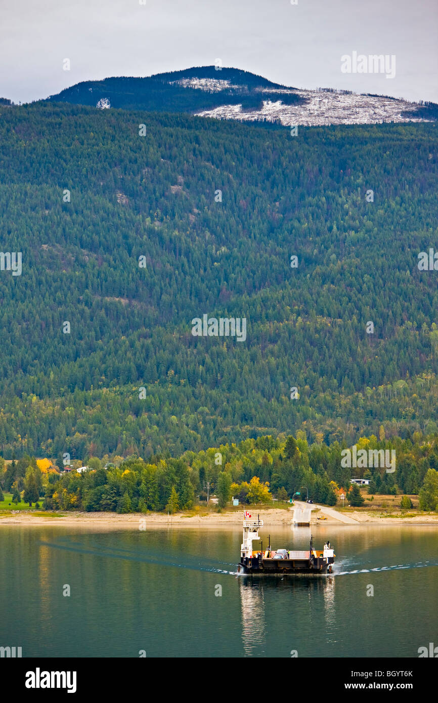 Vehicle and passenger ferry on Lower Arrow Lake between the town of ...