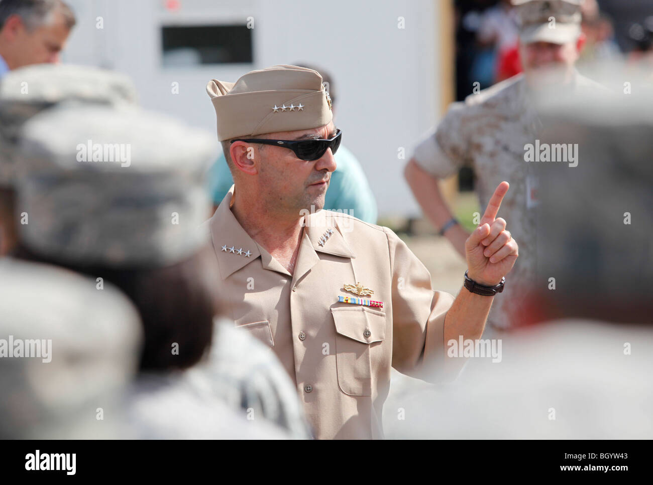 Admiral James Stavridis talsk to American Nato soldiers during exercise ...