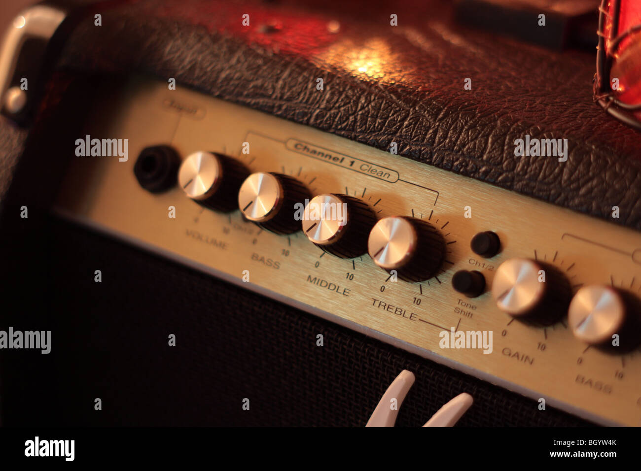 Gold control panel of a Marshall Amplifier Stock Photo - Alamy