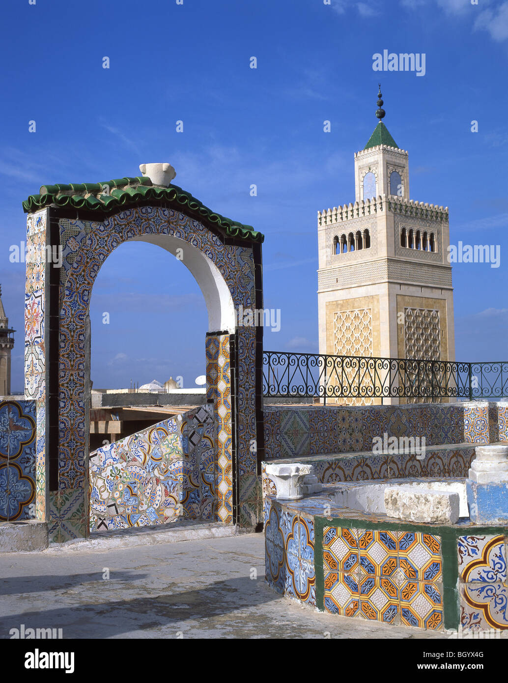 Great Mosque and Terrace of Palais d' Orient, Tunis, Tunis Governorate ...