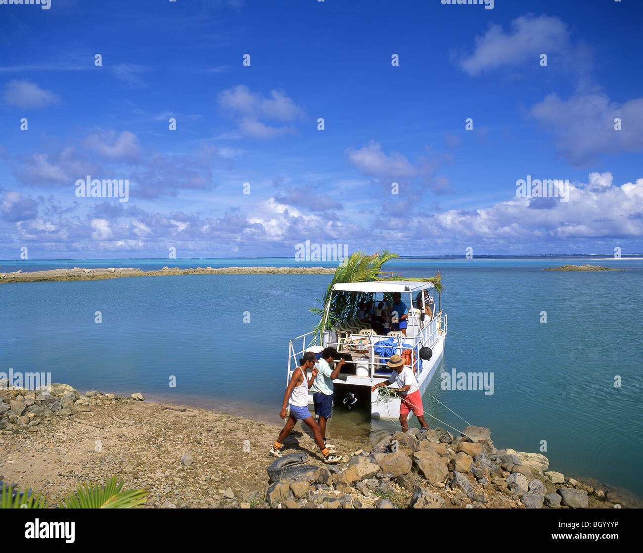 Tourist excursion boat, Aitutaki Atoll, Cook Islands Stock Photo - Alamy