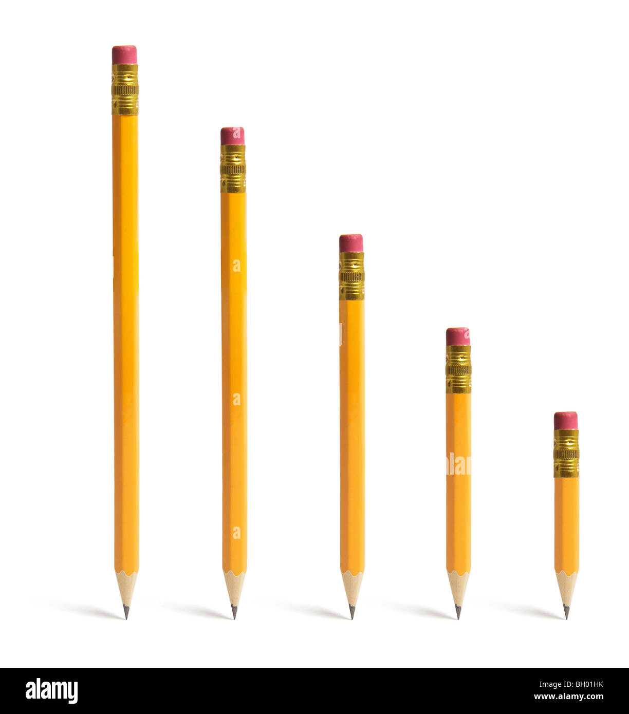 Long to short pencils Cut Out Stock Images & Pictures - Alamy