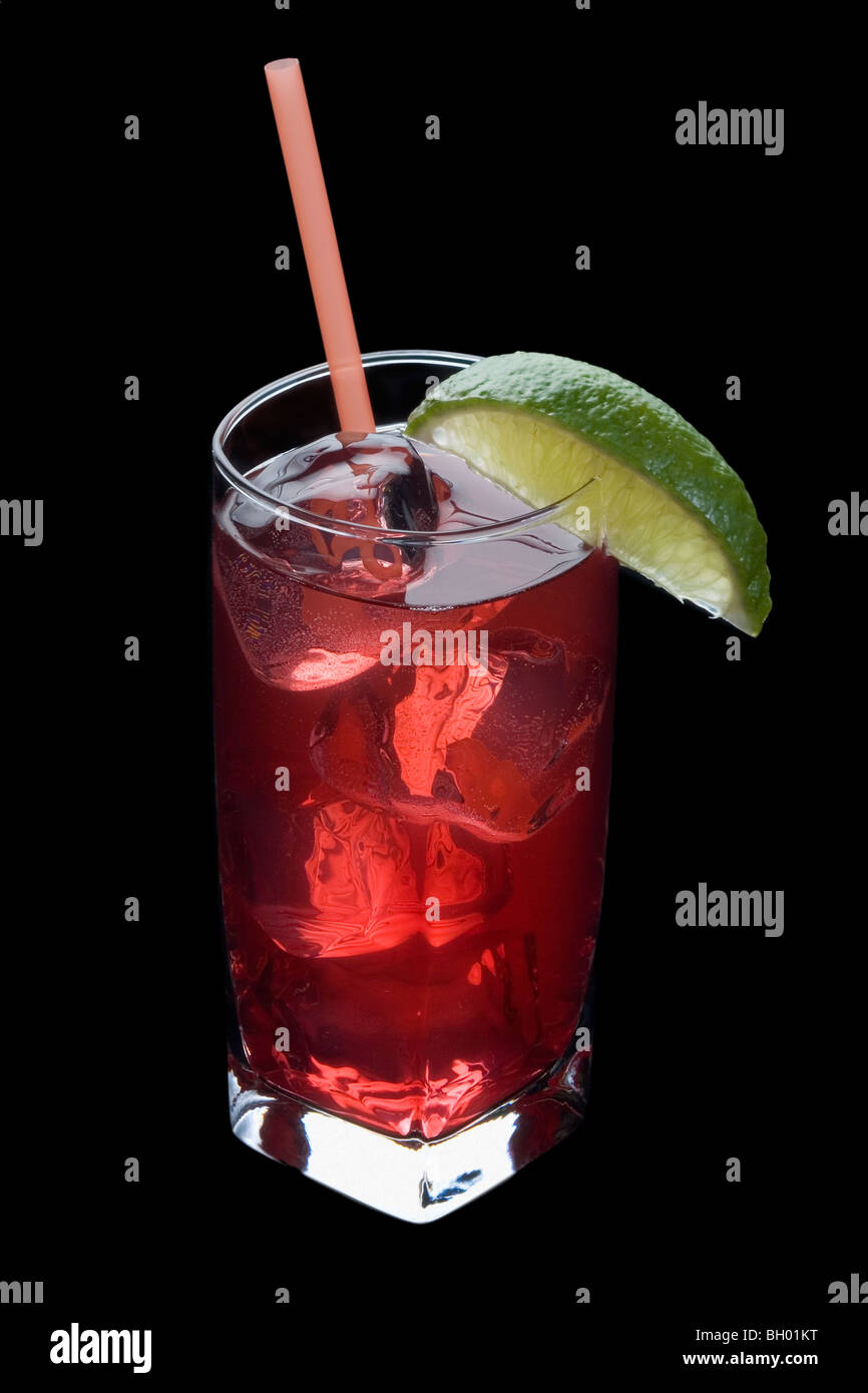 Cape Codder mixed drink on a black background Stock Photo - Alamy