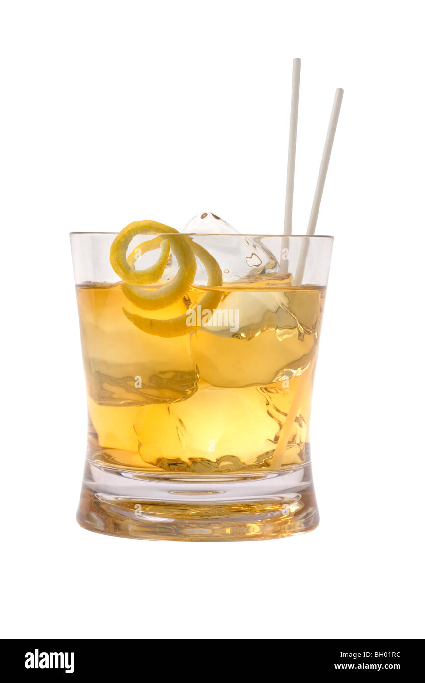 Whiskey rocks lemon twist hi-res stock photography and images - Alamy