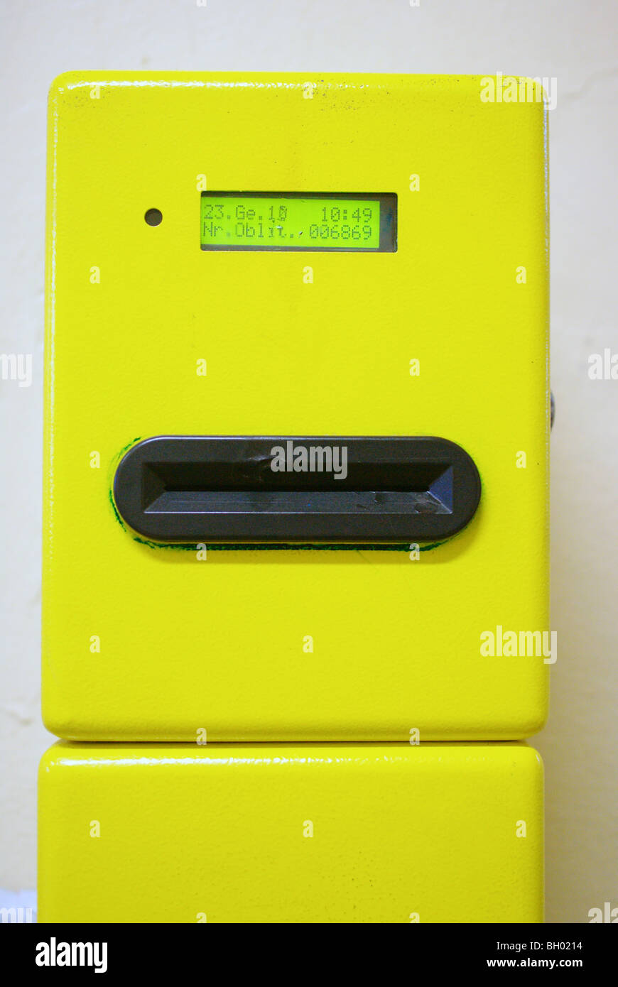 train ticket validator machine yellow train station Italy railways ...